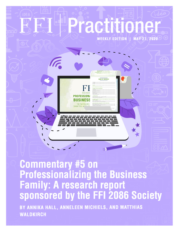 Commentary #5 on Professionalizing the Business Family: A research ...